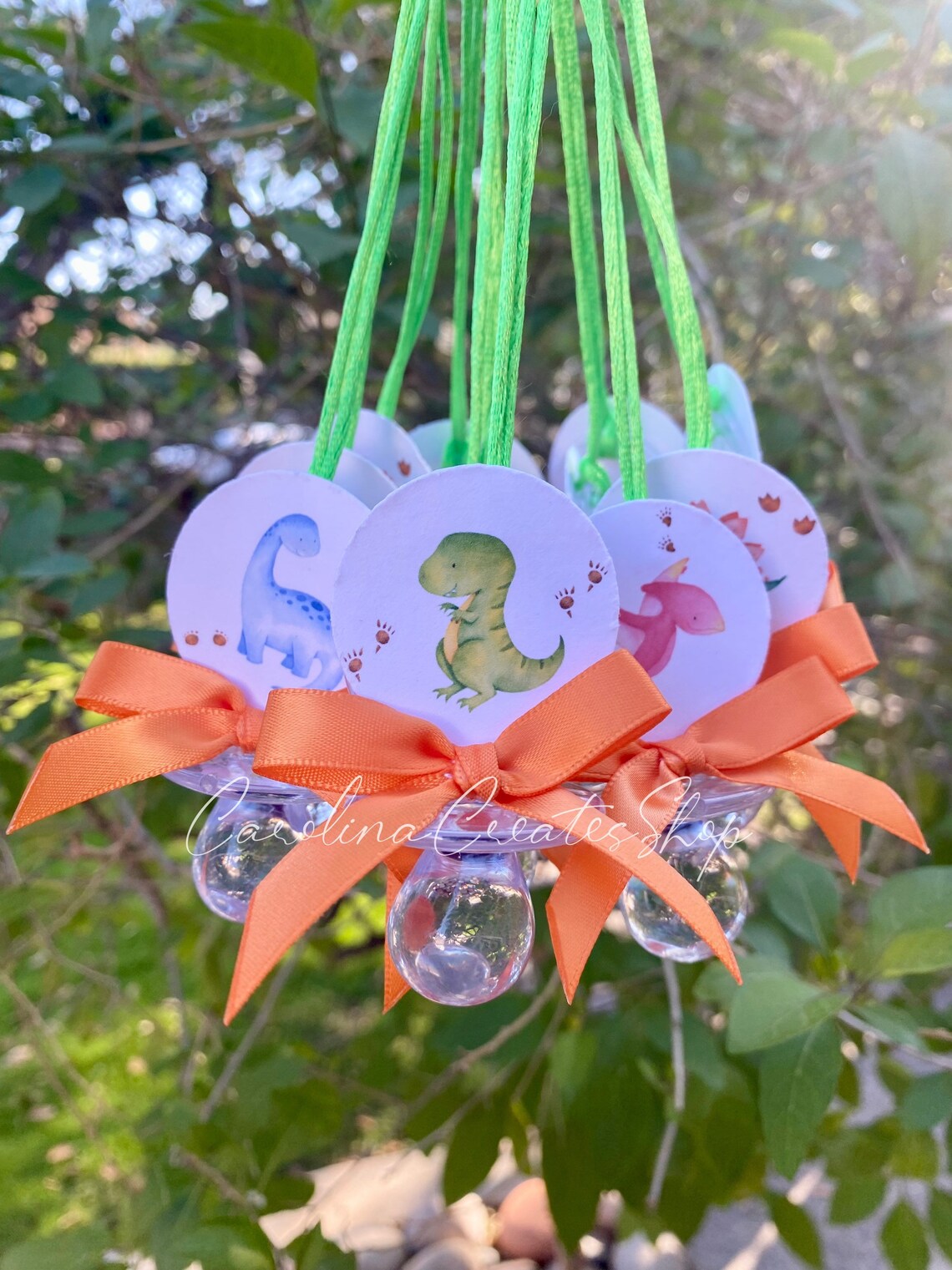 12 Dinosaur Baby Shower Pacifier Necklace Favors| Baby Shower Games - Etsy