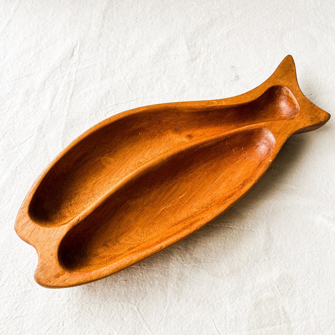 Vintage MCM Teak Wood Sectional Fish Shape Dish Wall Hanging - Etsy