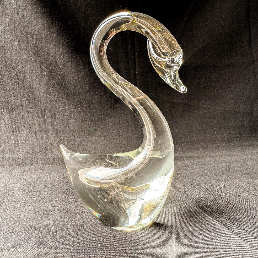 Vintage Toyo Japan Clear Glass Swan - Etsy