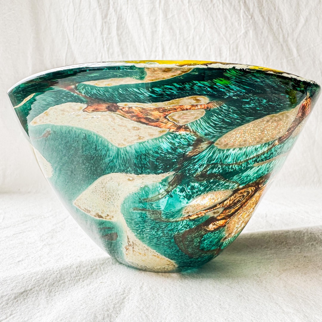 Mdina Glass Malta “marble” Pattern Blown Glass Bowl - Etsy Australia