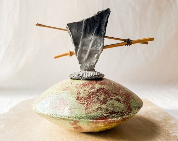 Handmade Raku Pottery Pot With Lid and Twigs - Etsy