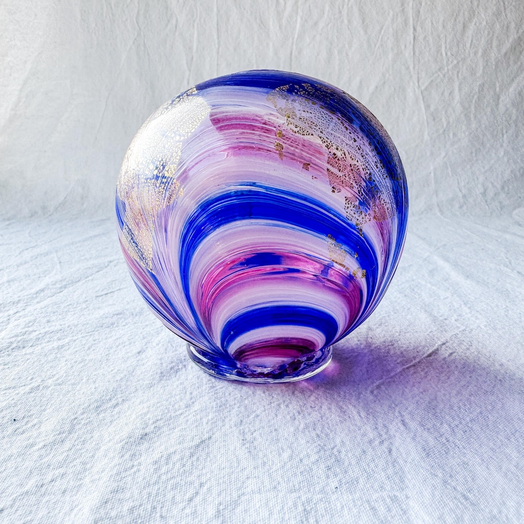 Blown Glass Hollow Paperweight Purple and Gold Argento - Etsy