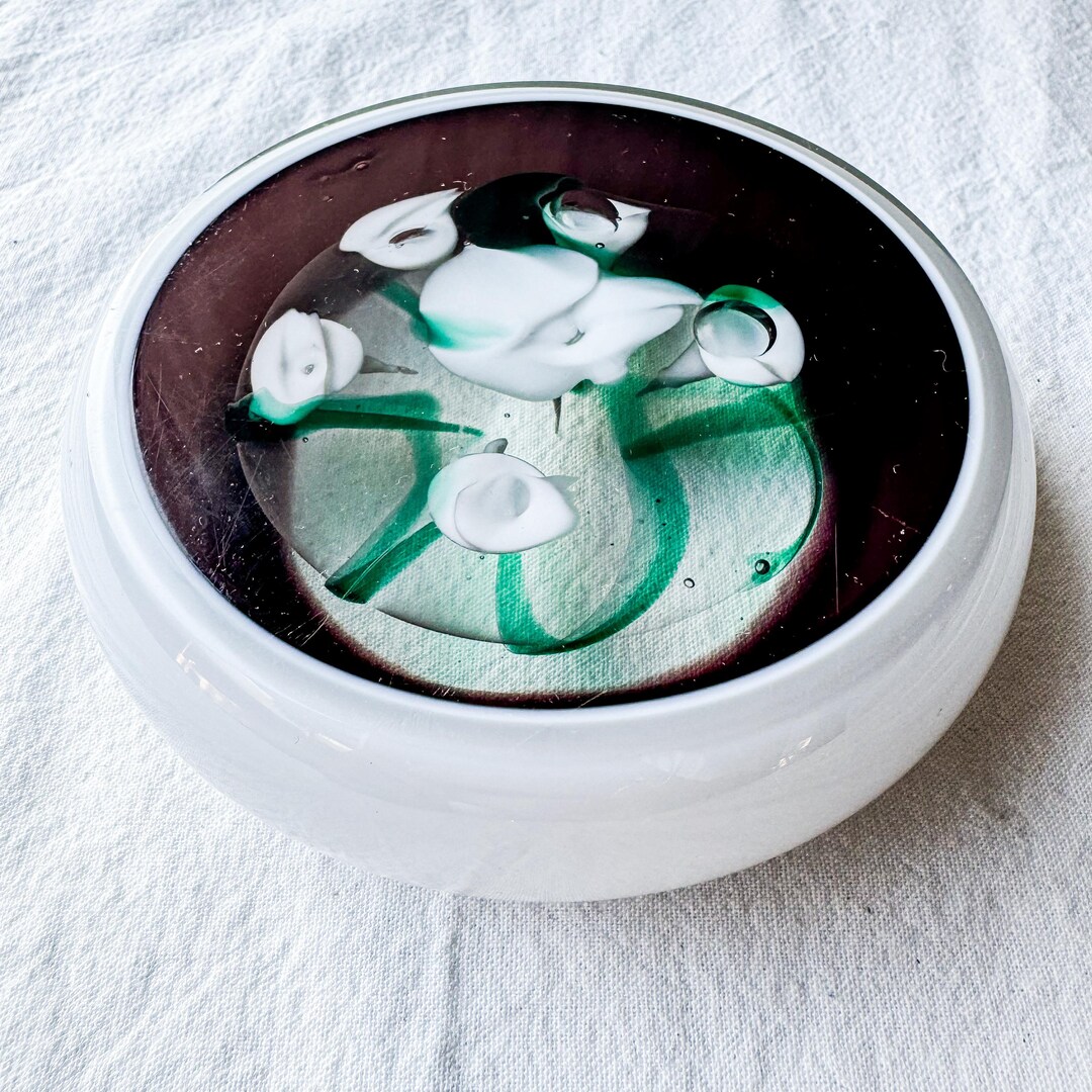 Large Art Glass Paperweight Disk Shape - Etsy