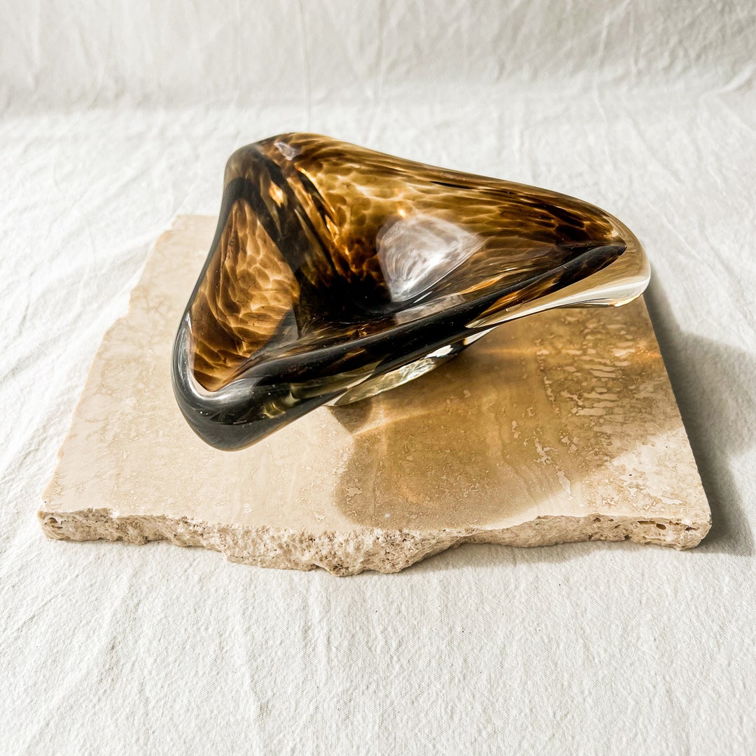 Mid Century Modern Murano Tortoise Shell Glass Ashtray Bowl - Etsy