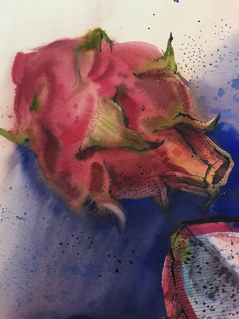Dragon Fruit Painting Tropical Fruit Art Exotic Fruit art | Etsy