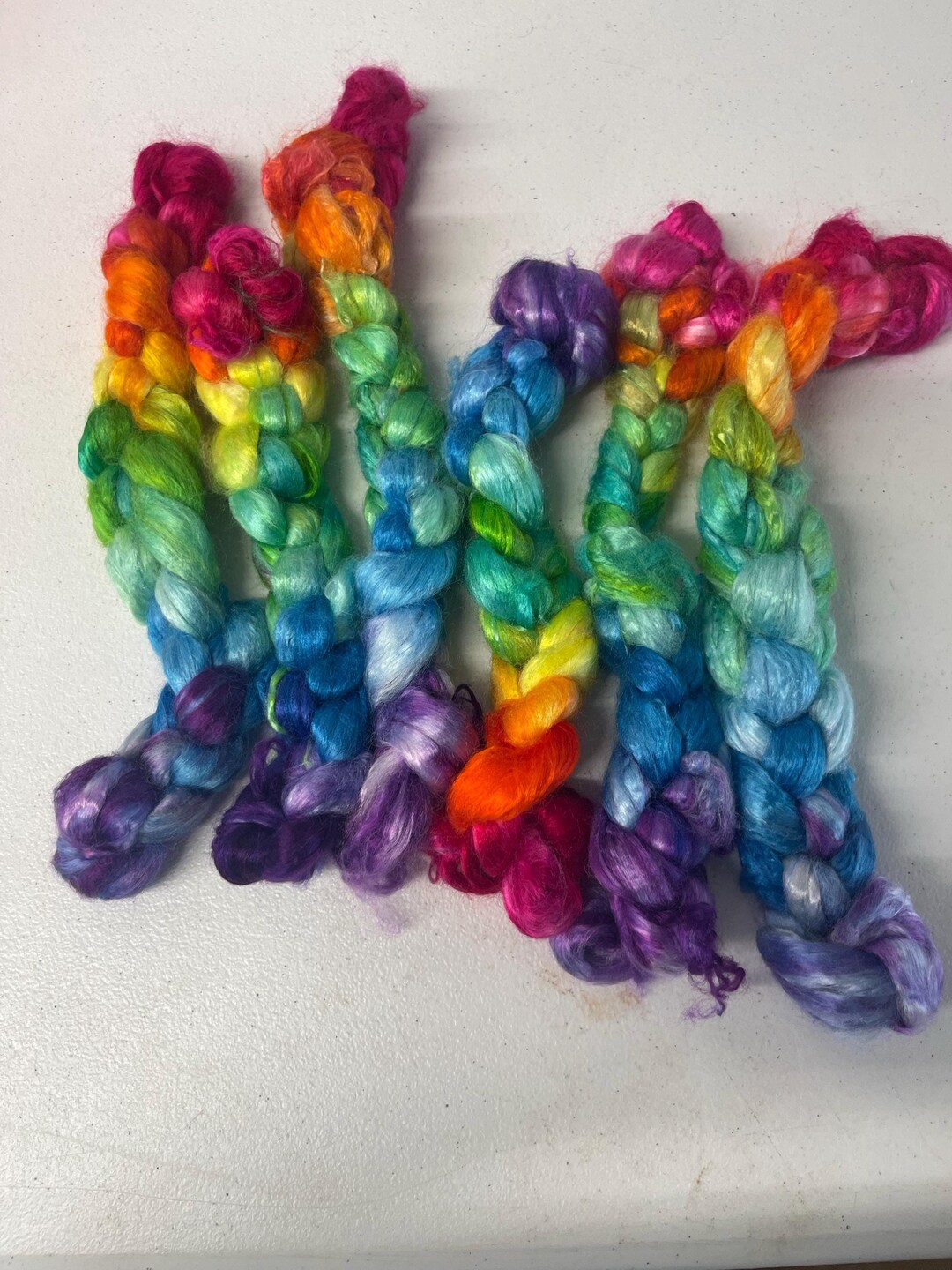 Rainbow Silky Bamboo, Beautifully Hand Dyed in Three, 1 Ounce Braids - Etsy