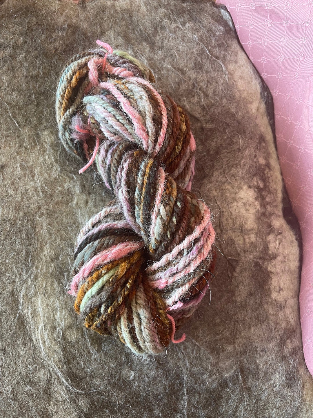 Hand Spun Yarn, Chain Plied, Made of Alpaca, Llama, With Hand Dyed ...