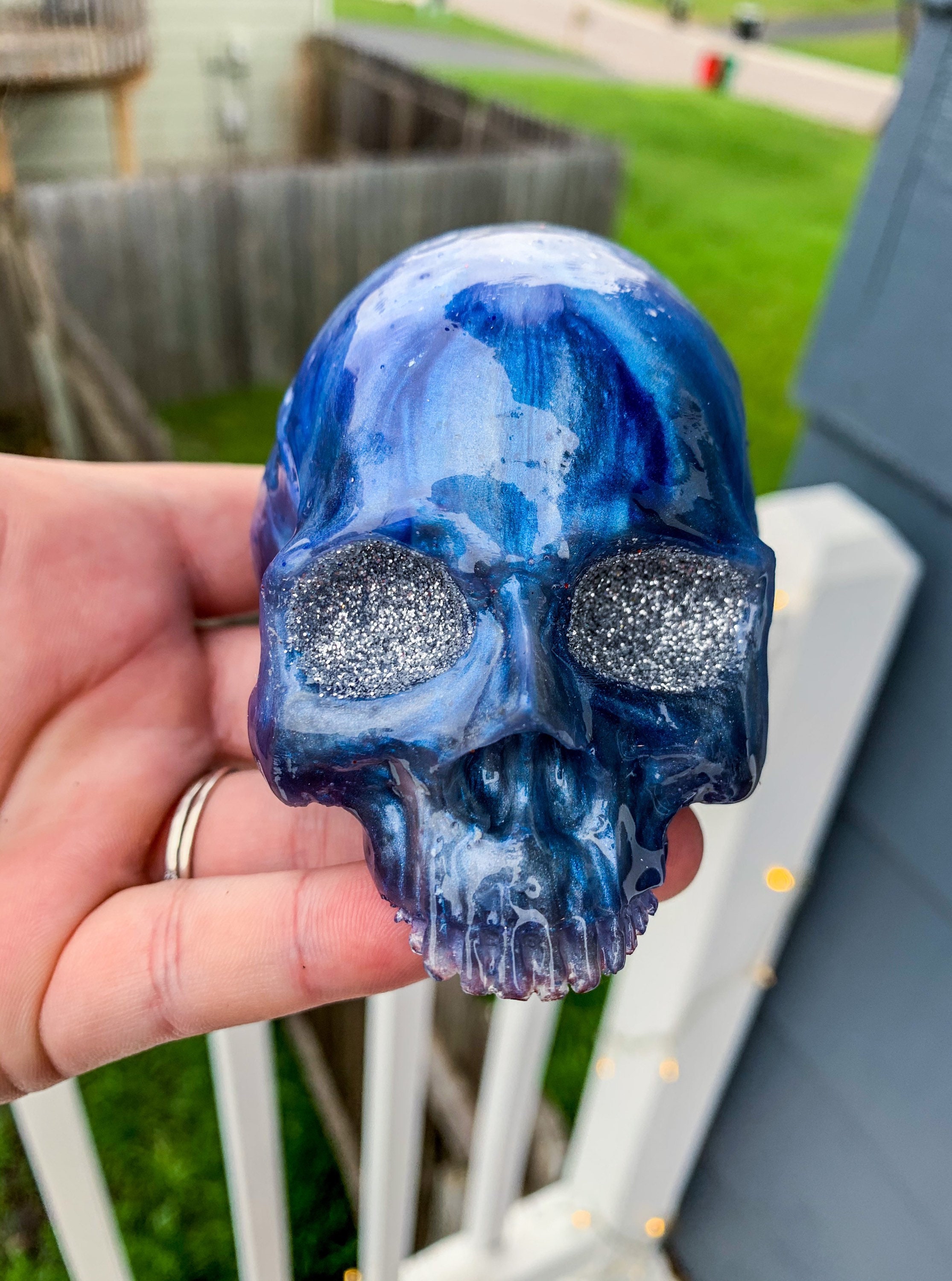 Blue Marble Skull | Etsy