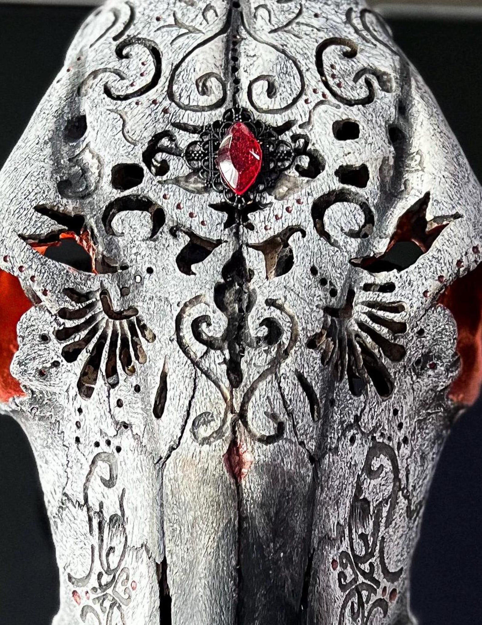 Authentic Hand Carved Cow Skull | Gothic Home Decor | Real Animal Bone ...