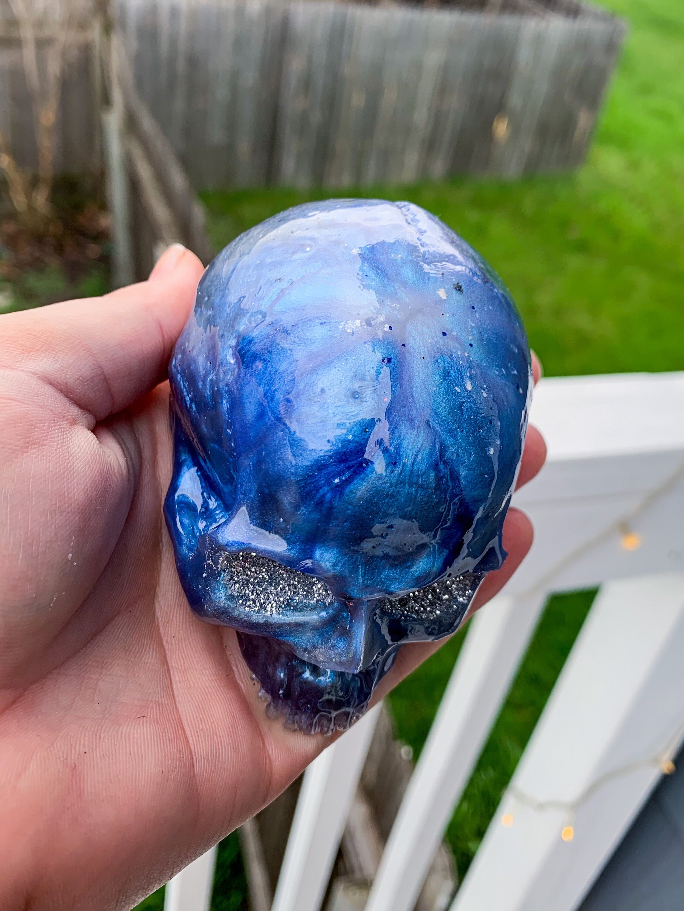 Blue Marble Skull | Etsy