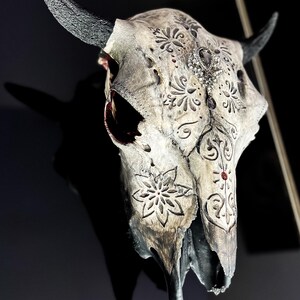 Authentic Hand Carved Bison Skull | Gothic Home Decor | Gemstone Design ...