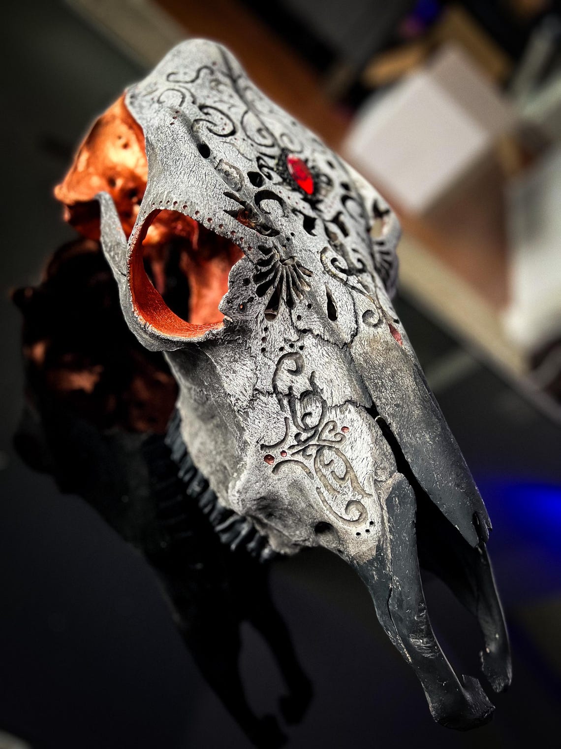 Authentic Hand Carved Cow Skull | Gothic Home Decor | Real Animal Bone ...