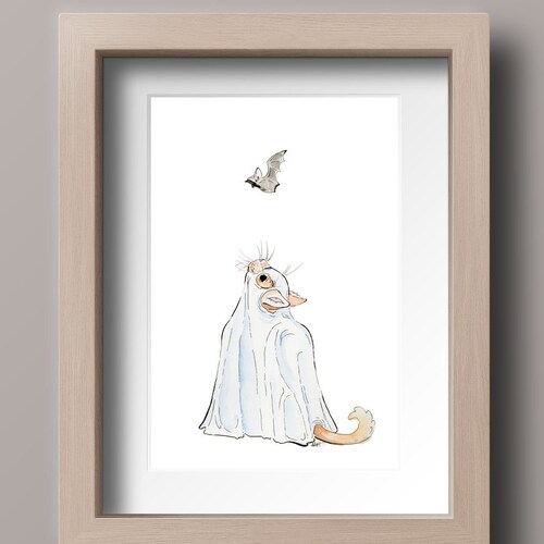 Spooky Ghost Goats Print | Etsy