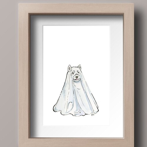 Spooky Ghost Dog Print - Etsy