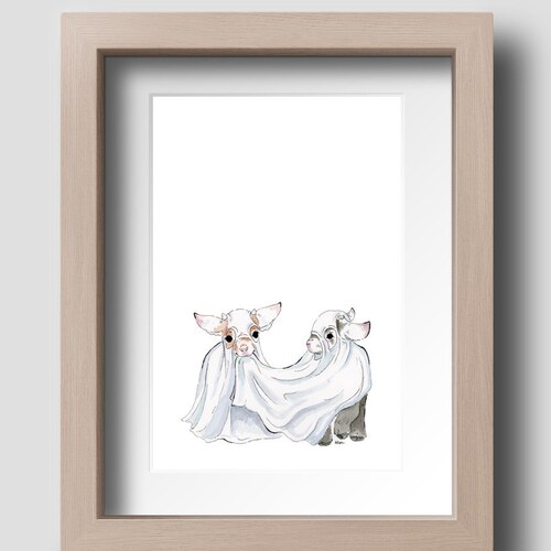 Spooky Ghost Goats Print | Etsy