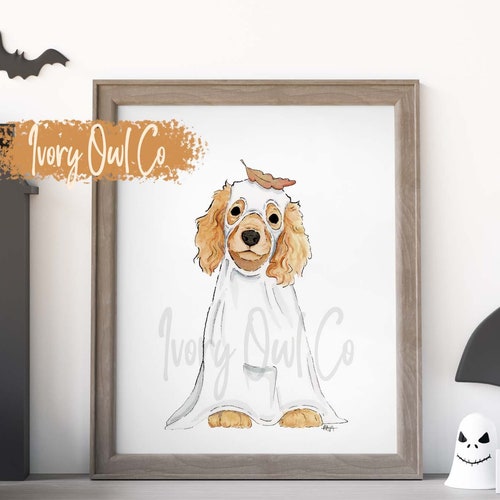 Spooky Ghost Dog Print - Etsy