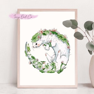 Lilly Pad Otter Print - Etsy