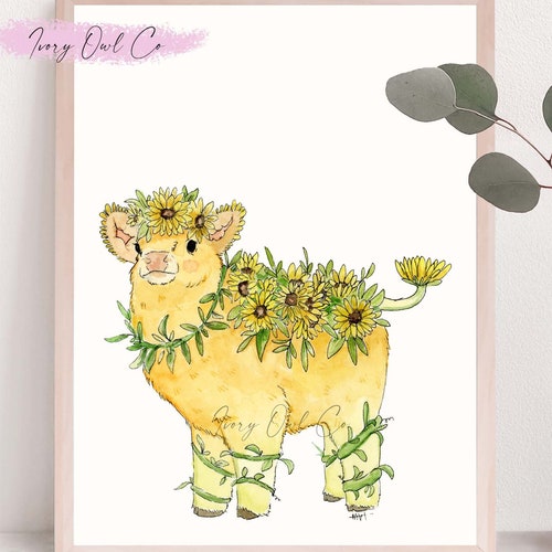 Sunflower Cow Sticker - Etsy