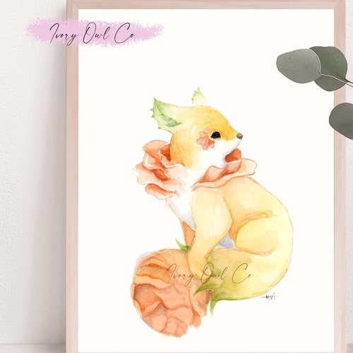 Mushroom Fox Print - Etsy