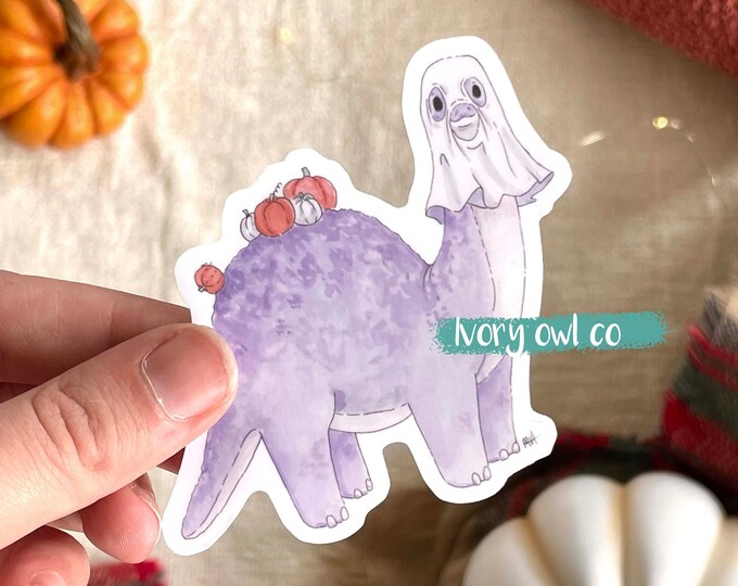 Spooky Ghost Purple Dino Sticker - Etsy