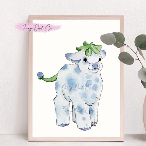 Blueberry Cow Sticker - Etsy