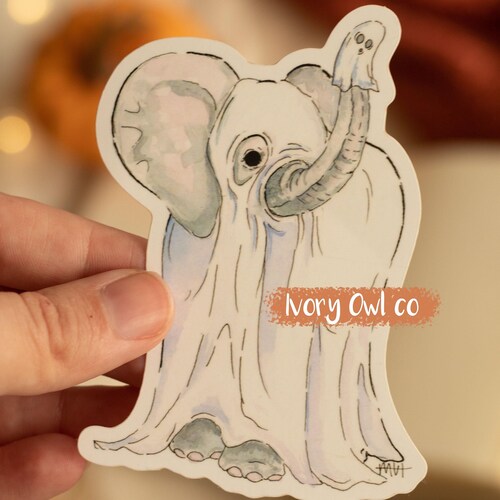 Spooky Ghost Hippo Sticker - Etsy
