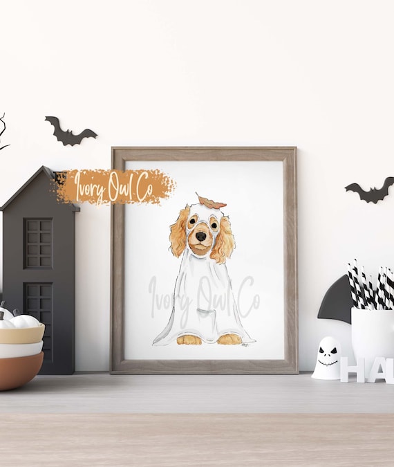 Spooky Ghost Cocker Spaniel Print - Etsy