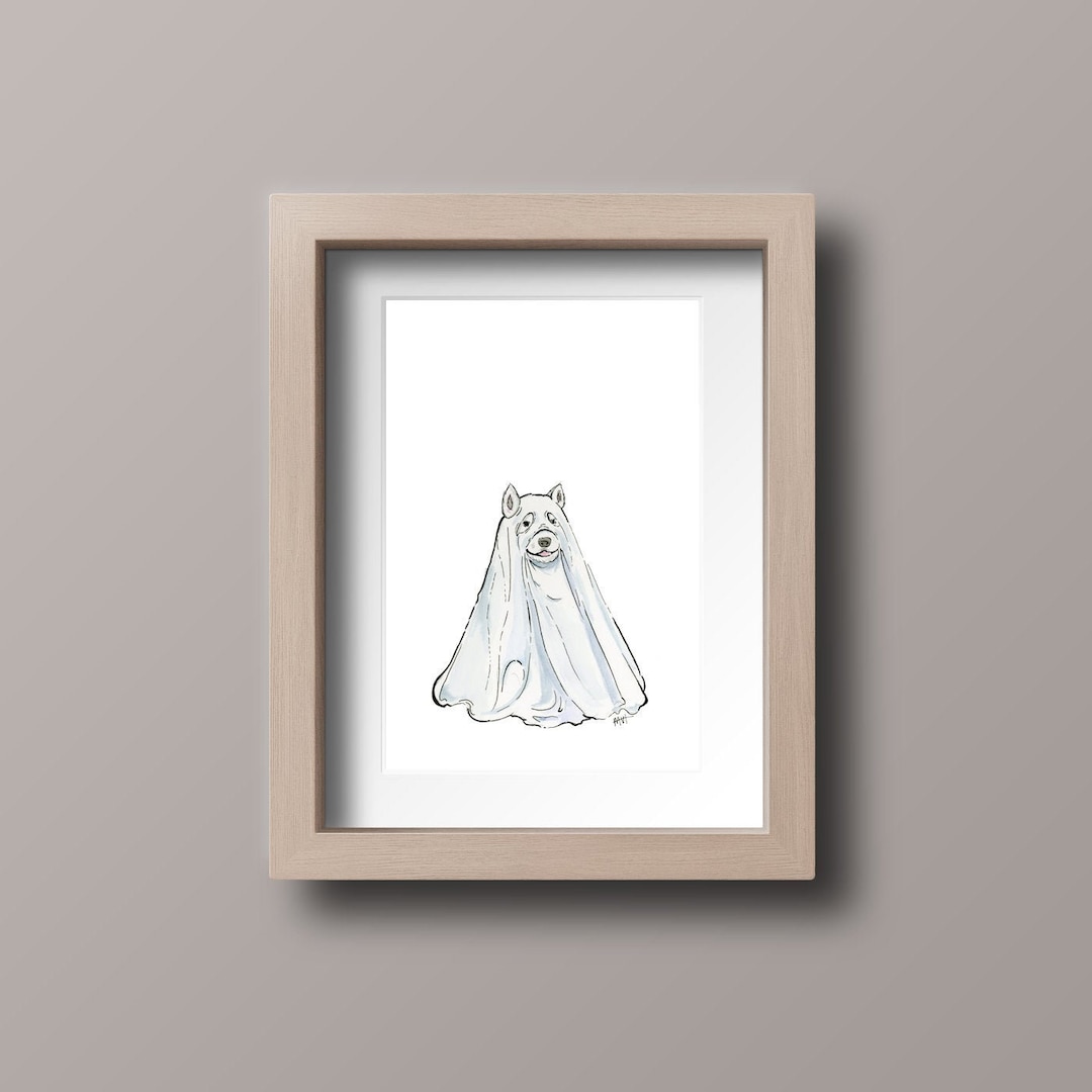 Spooky Ghost Dog Print - Etsy