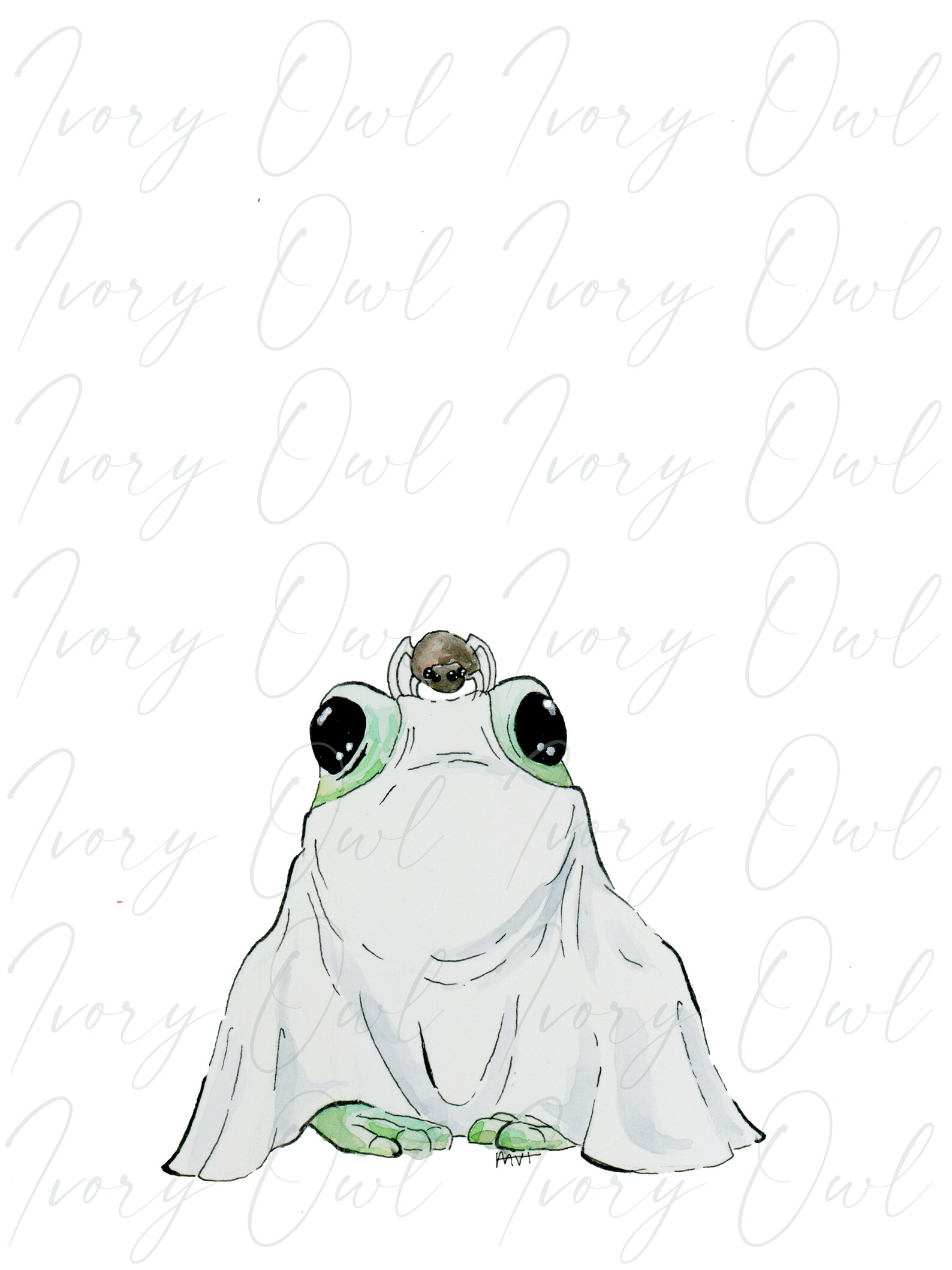 Spooky Ghost Frog Print | Etsy