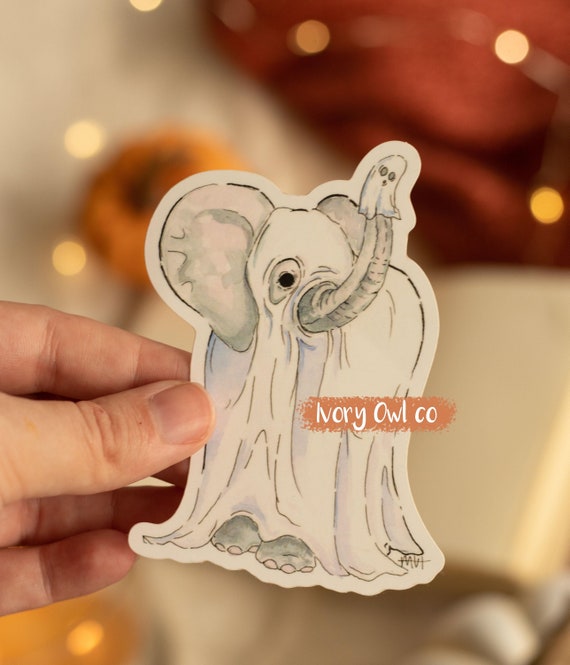 Spooky Ghost Elephant Sticker - Etsy
