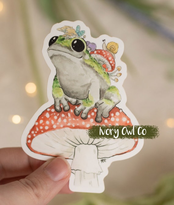 Mushroom Frog Sticker - Etsy