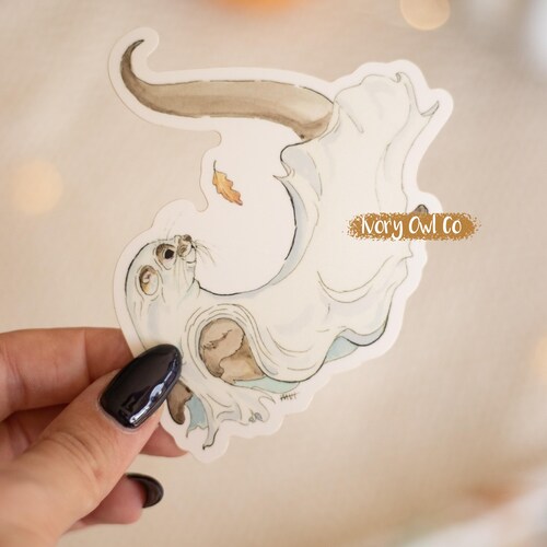 Spooky Ghost Otter Sticker - Etsy
