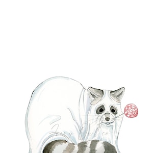 Spooky Ghost Raccoon Print - Etsy