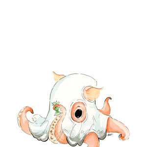 Spooky Ghost Octopus Print - Etsy