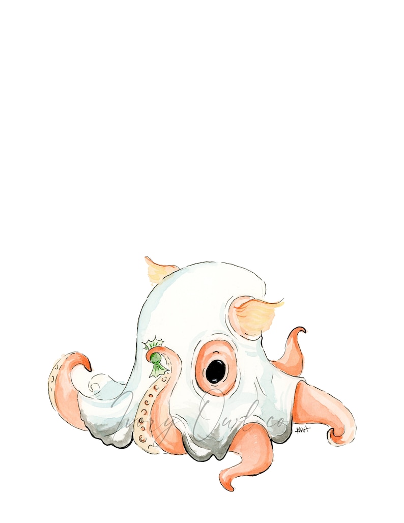 Spooky Ghost Octopus Print - Etsy