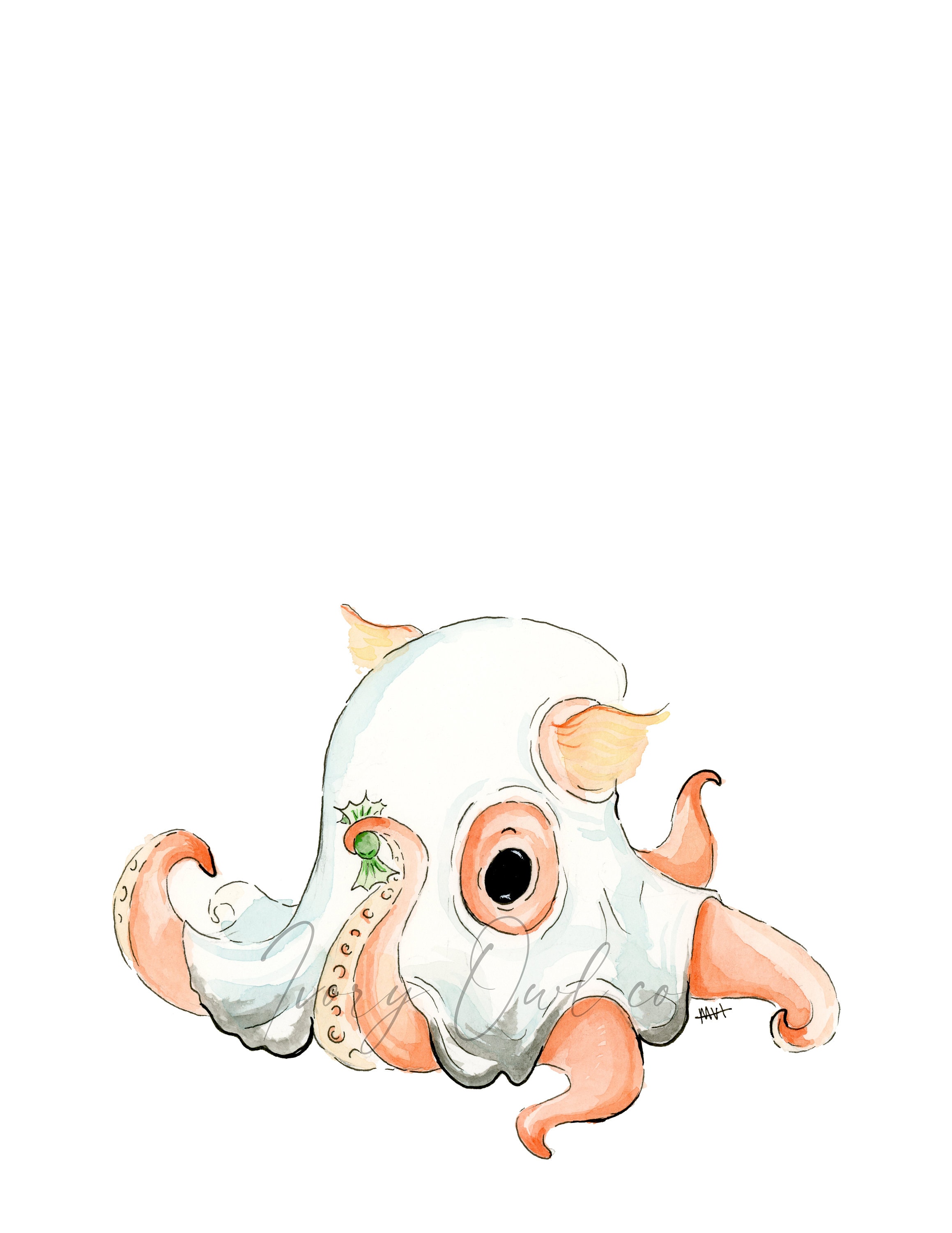 Spooky Ghost Octopus Print - Etsy