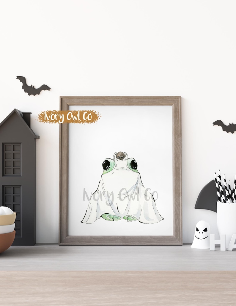Spooky Ghost Frog Print - Etsy