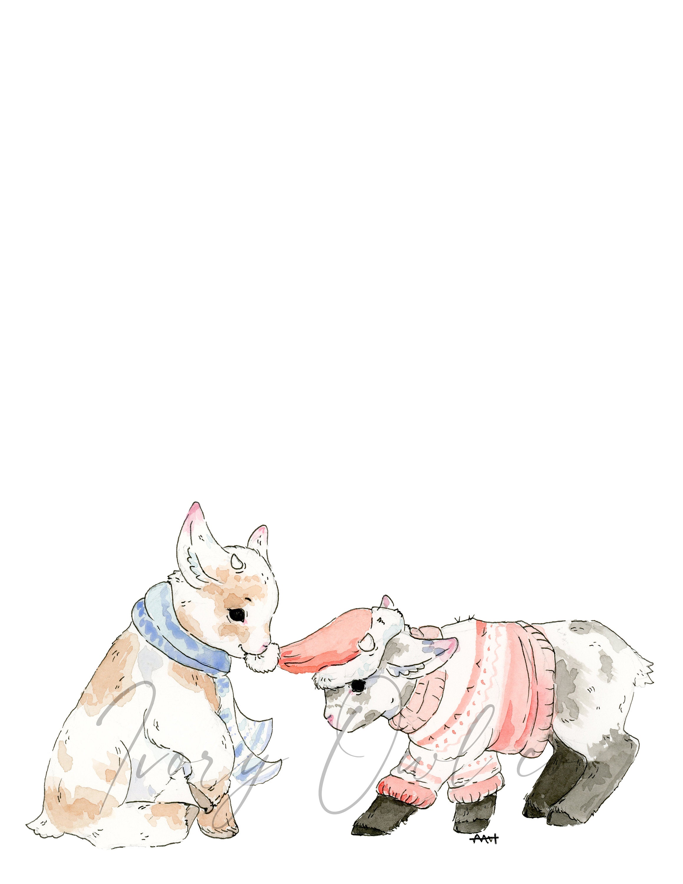 Cozy Christmas Goats Print - Etsy
