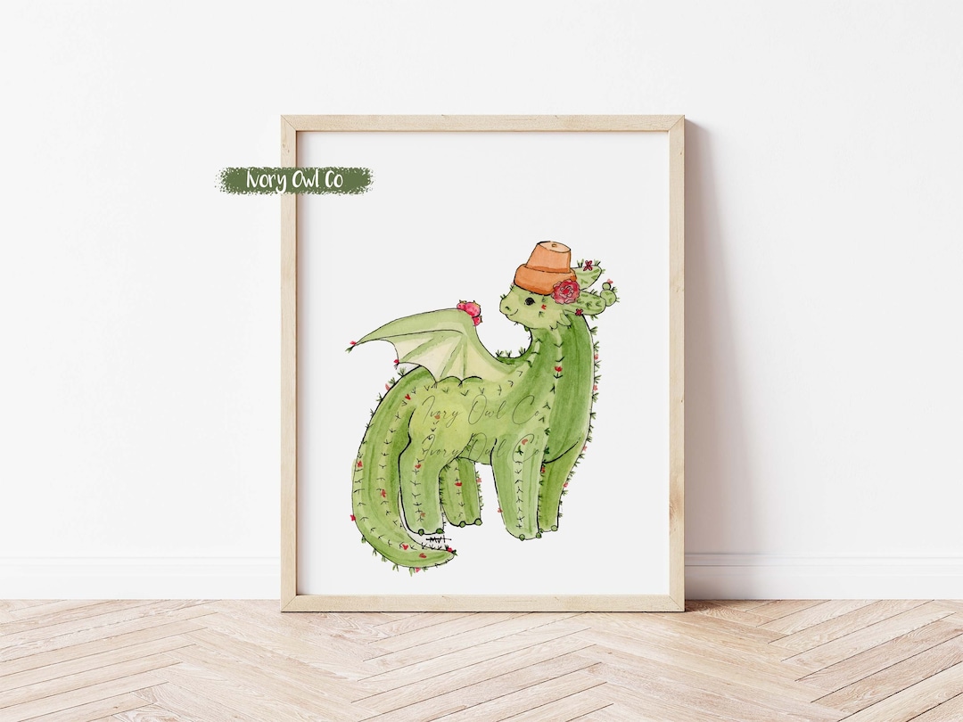 Cactus Dragon Print - Etsy