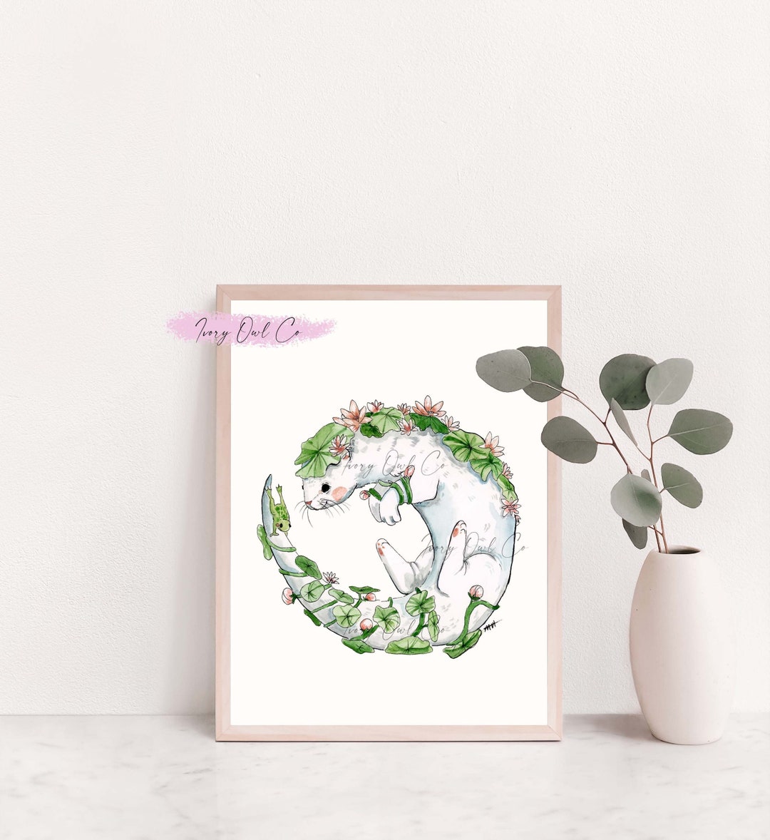 Lilly Pad Otter Print - Etsy