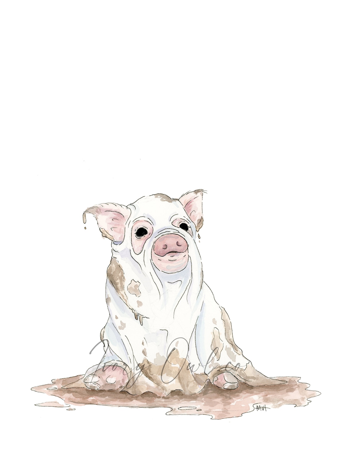 Spooky Ghost Pig Print - Etsy