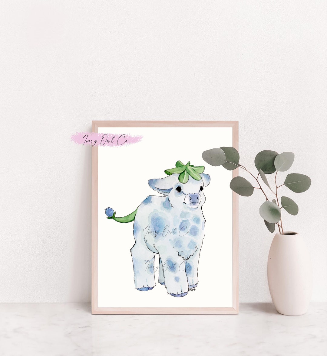 Blueberry Cow Print - Etsy