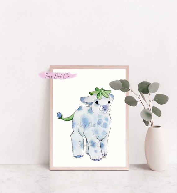 Blueberry Cow Print - Etsy UK