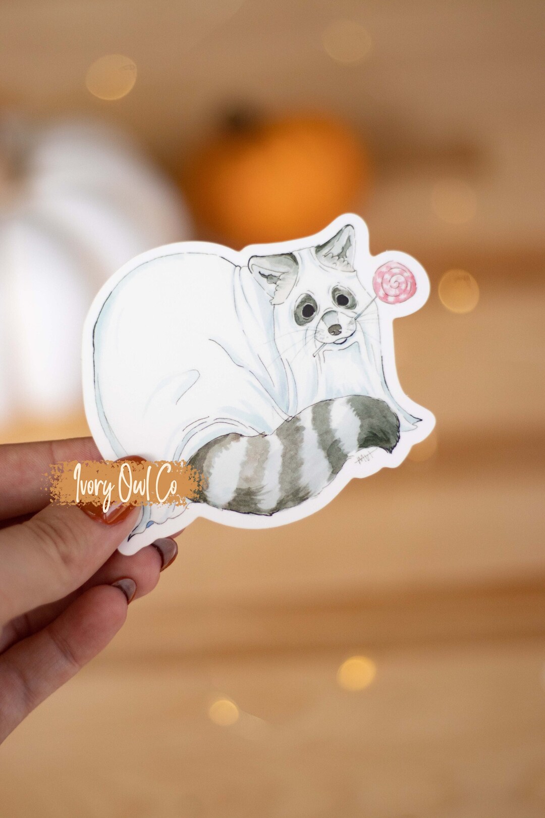 Spooky Ghost Raccoon Sticker - Etsy