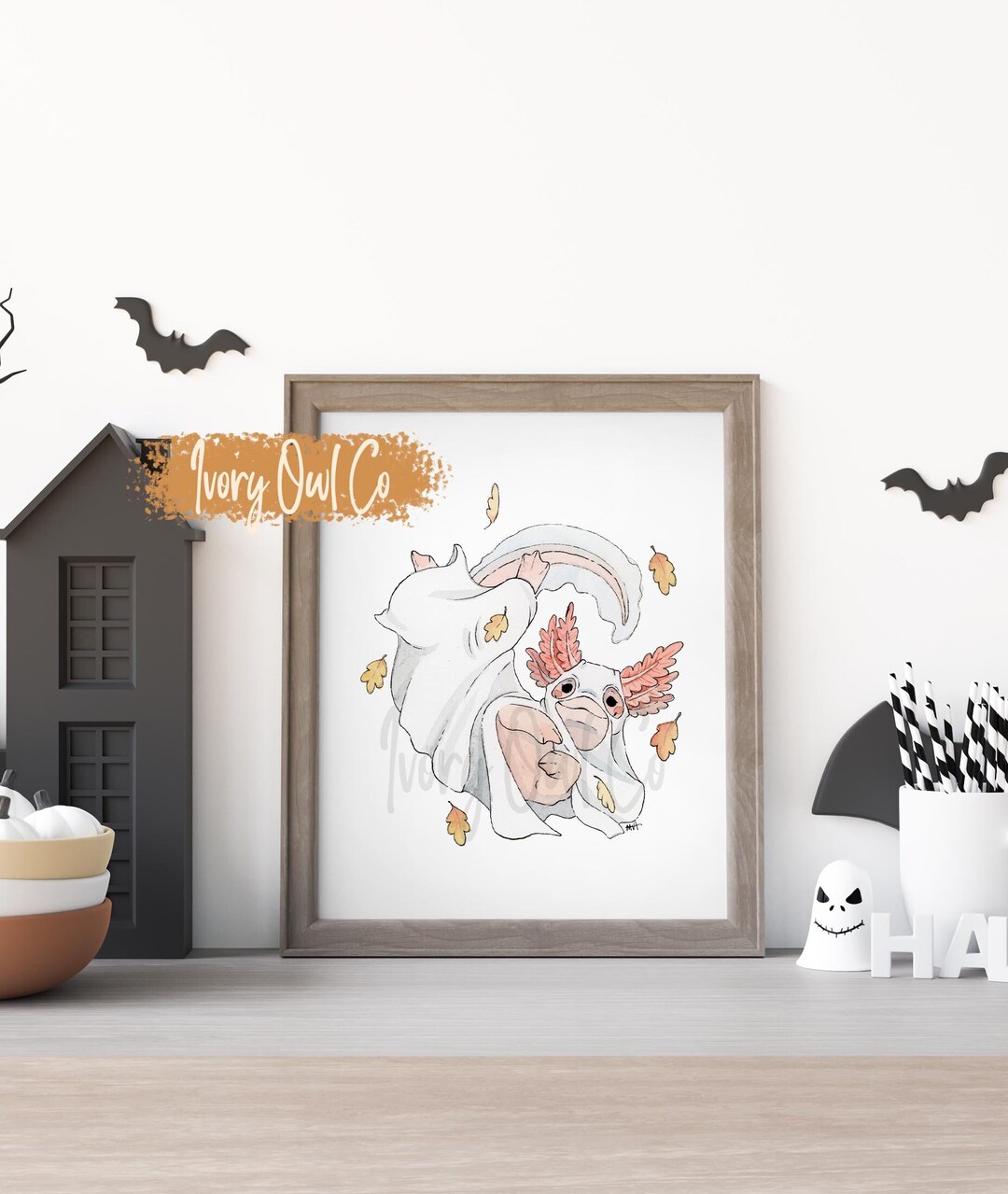 Spooky Ghost Axolotl Print - Etsy