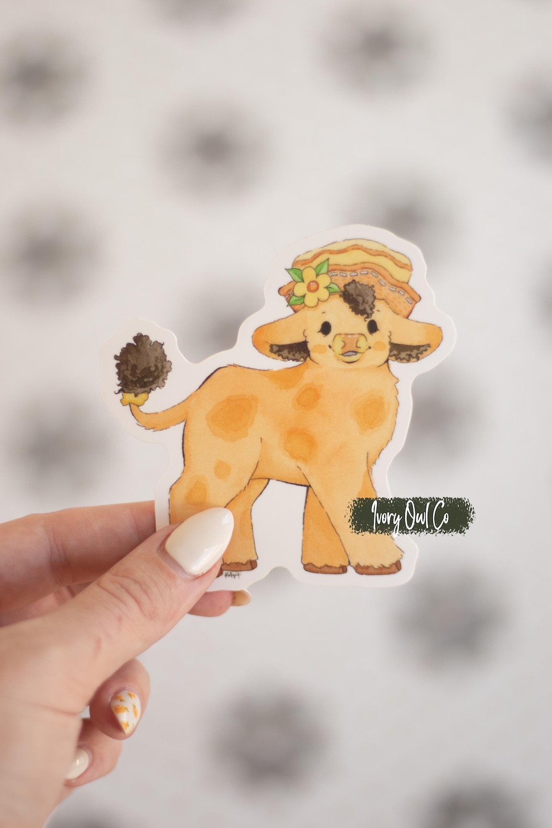 Orange Blossom Cow Sticker - Etsy