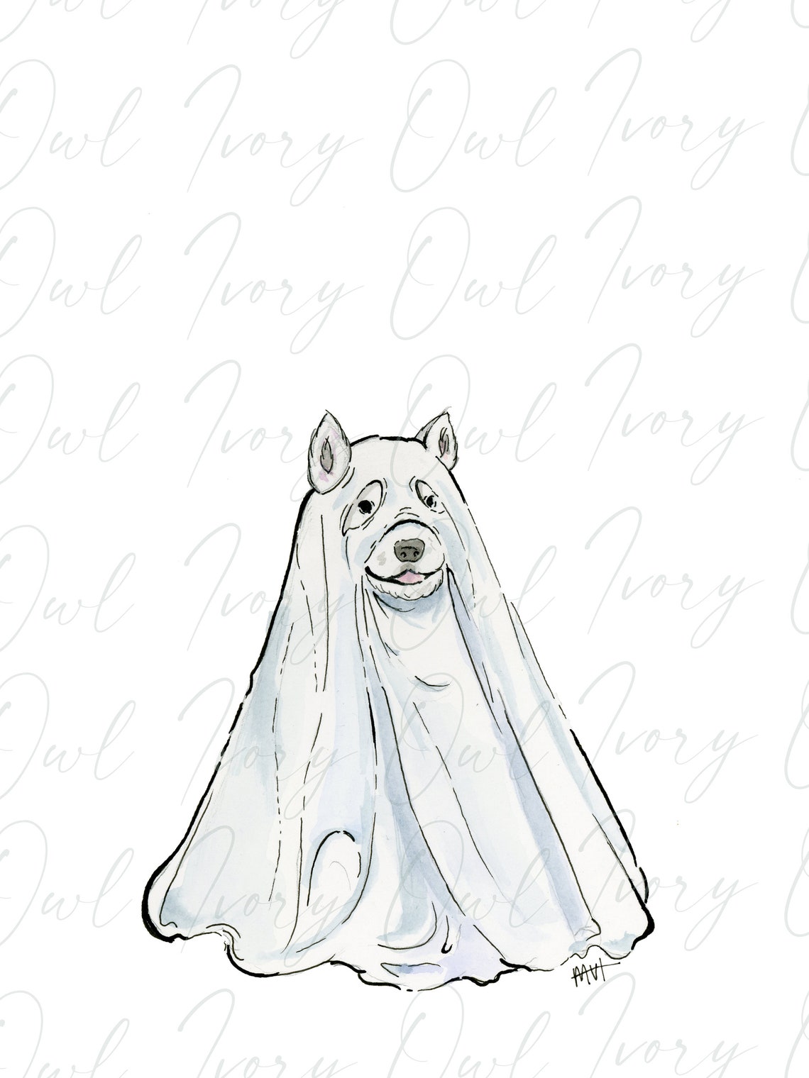 Spooky Ghost Dog Print - Etsy