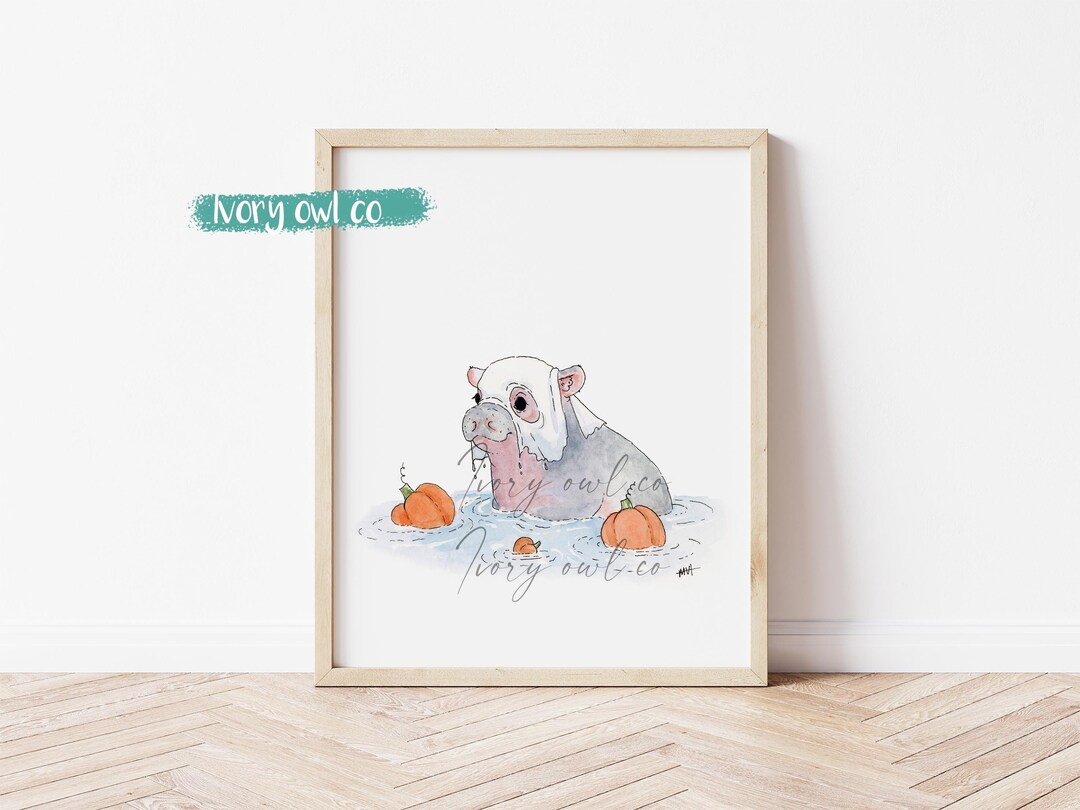 Spooky Ghost Hippo Print - Etsy