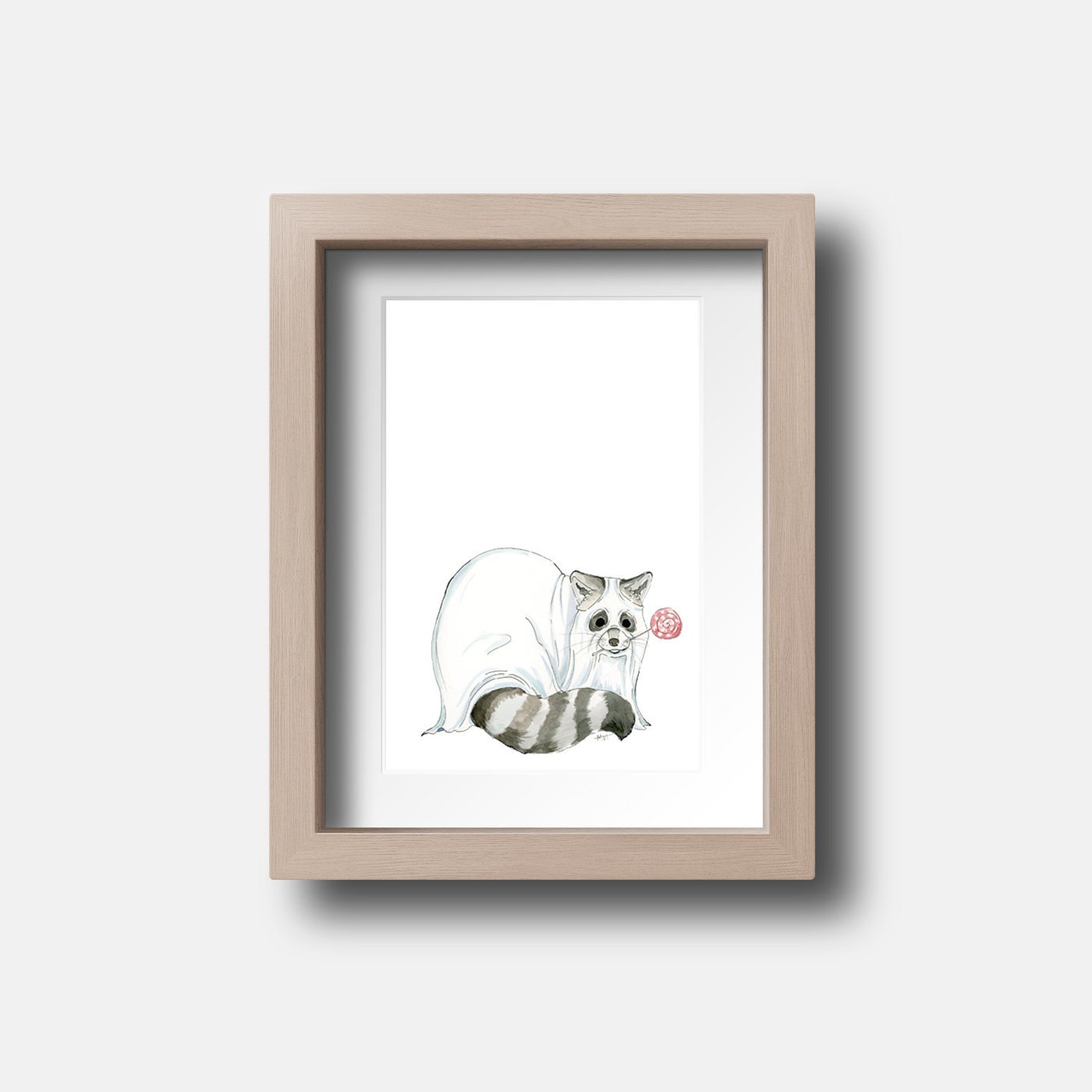 Spooky Ghost Raccoon Print | Etsy