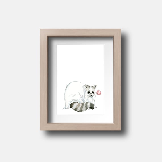 Spooky Ghost Raccoon Print | Etsy